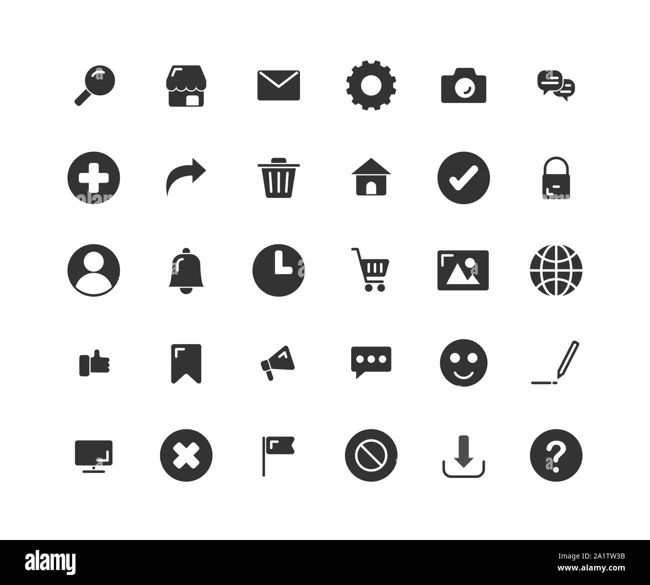 Web Interface solid icon set. Vector and Illustration Stock Vector ...