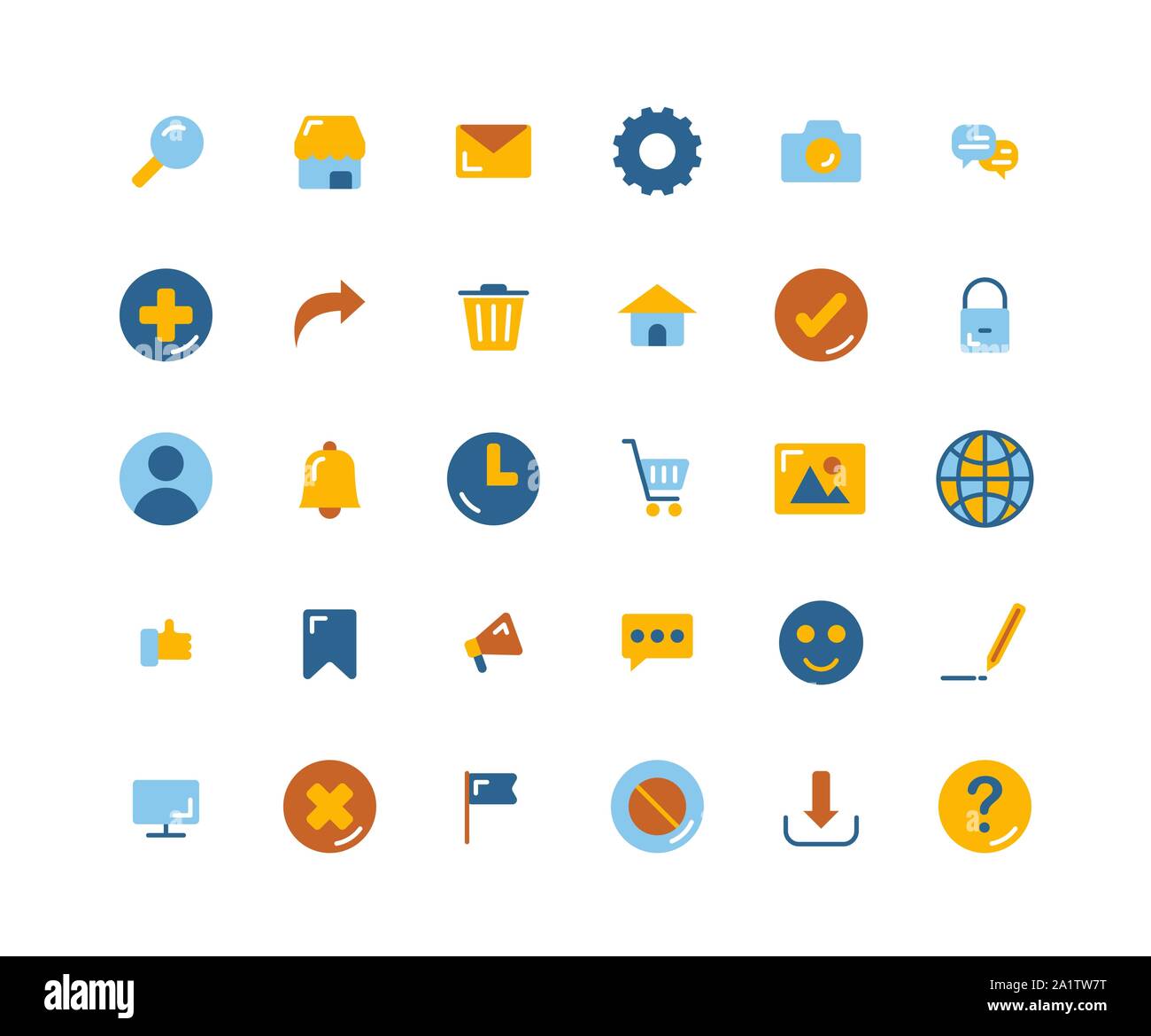 Web Interface flat icon set. Vector and Illustration Stock Vector Image ...