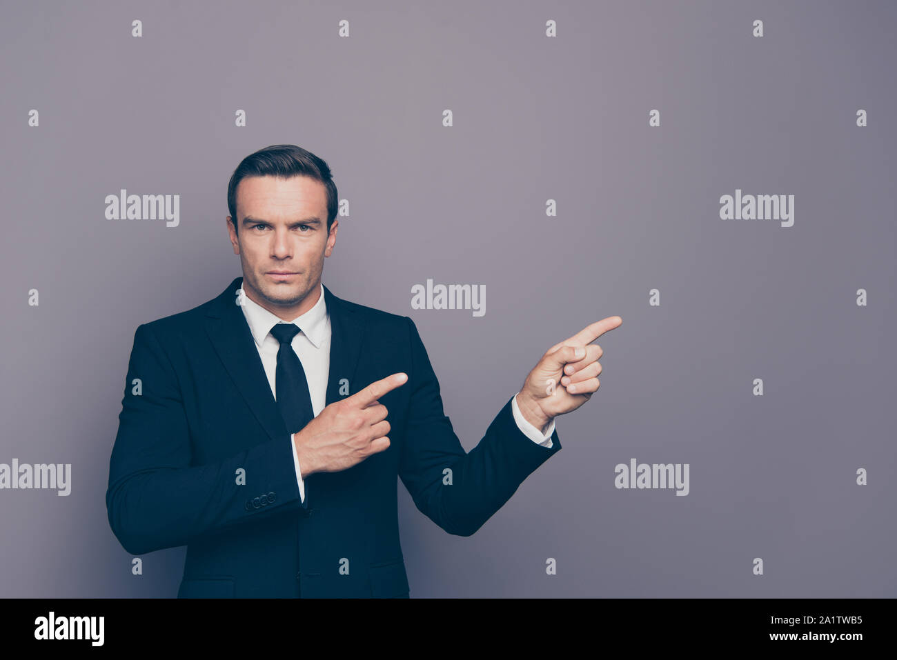 Studio close up picture photo portrait of strict serious handsom Stock ...