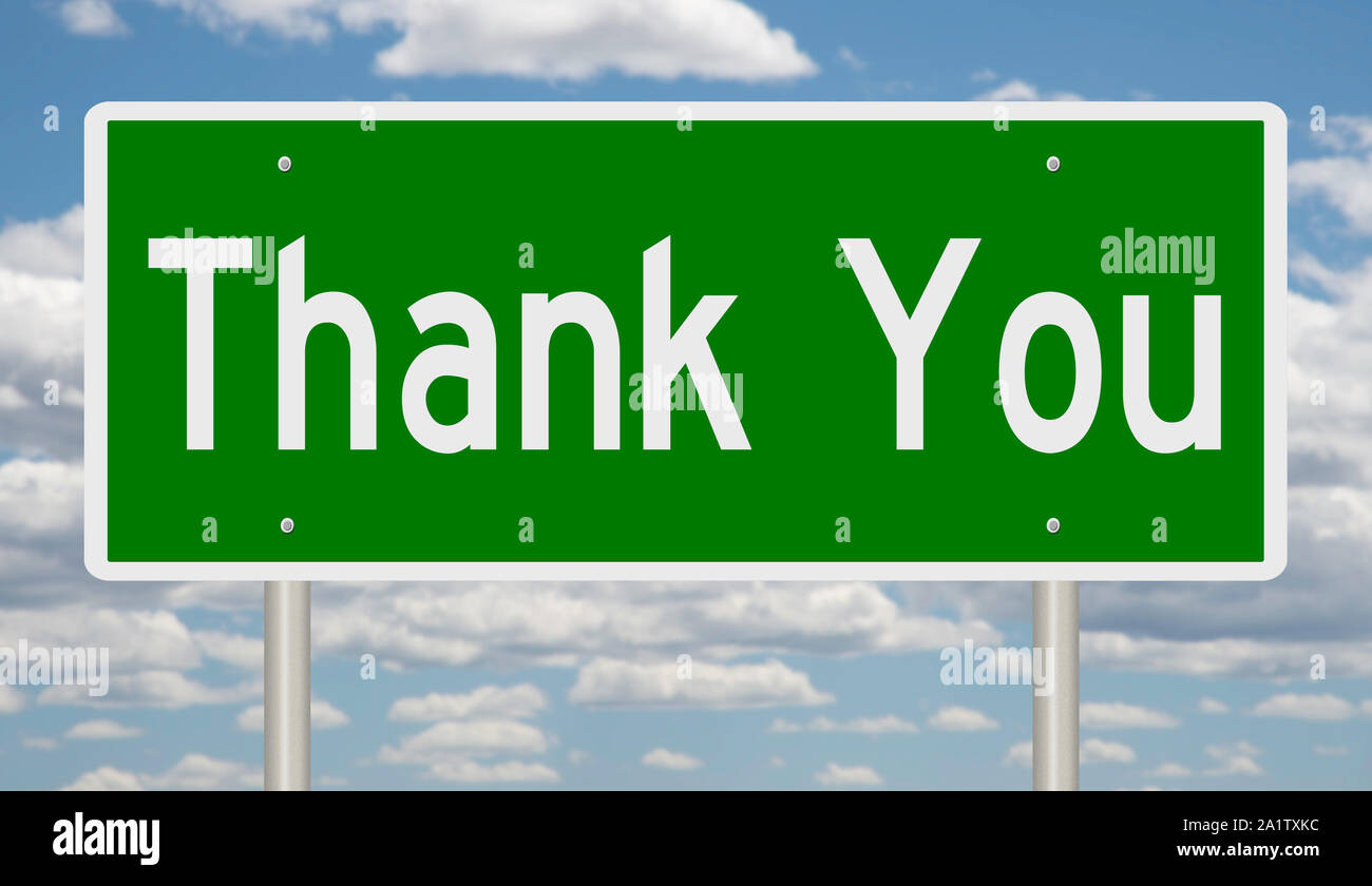 Thank green road sign hi-res stock photography and images - Alamy