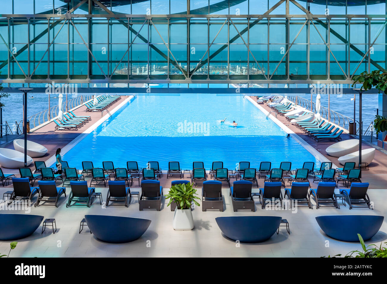 Shekvetili, Georgia - 29.05.2019: Indoor recreational center with pool ...