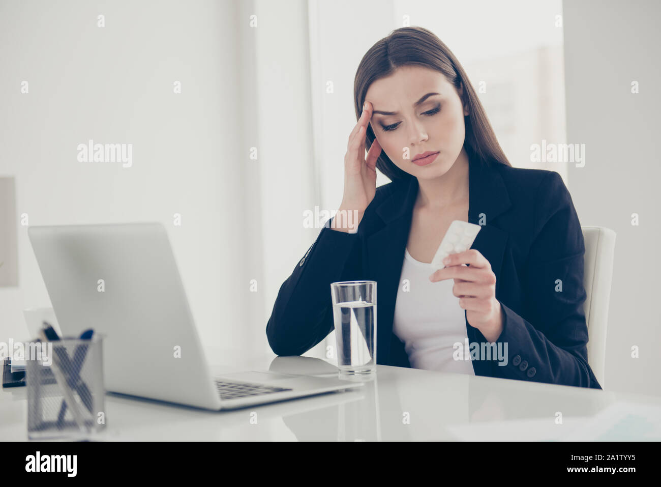 Portrait of serious nice beautiful attractive lady manager ceo b Stock ...