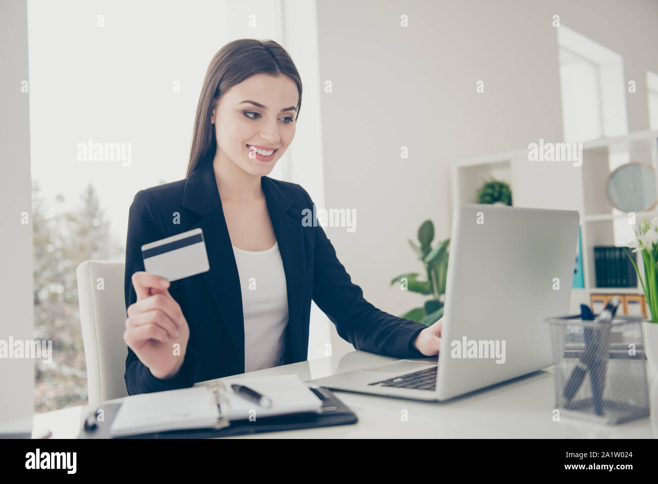 Low below angle view portrait of nice beautiful attractive cheer Stock ...