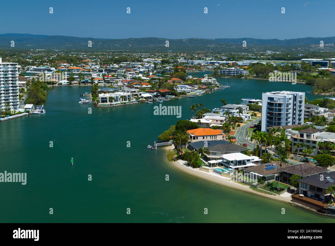 The Nerang River in Surfers Paradise on the Gold Coast in Queensland ...