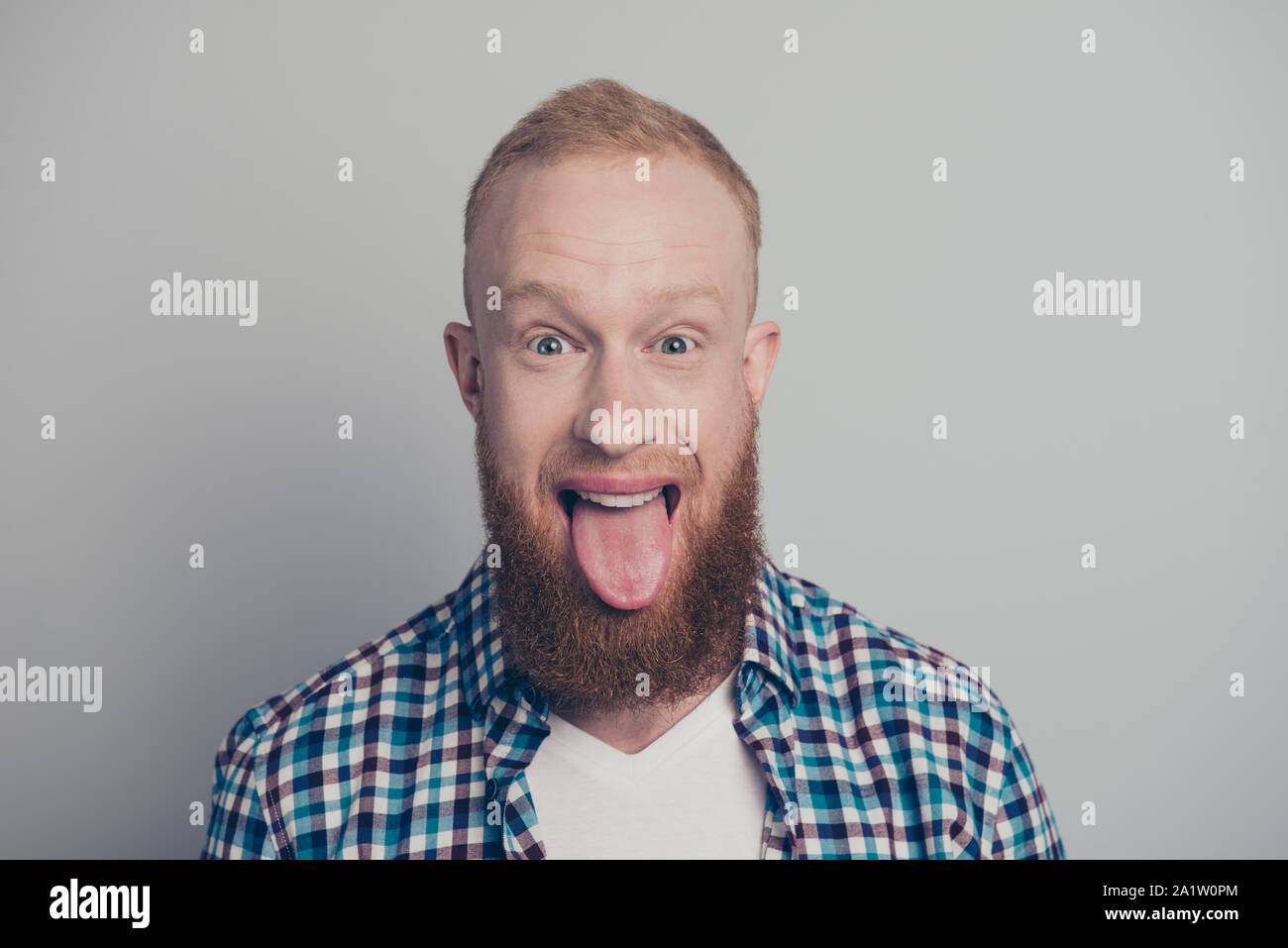 Close up portrait of handsome attractive man look at camera show Stock ...