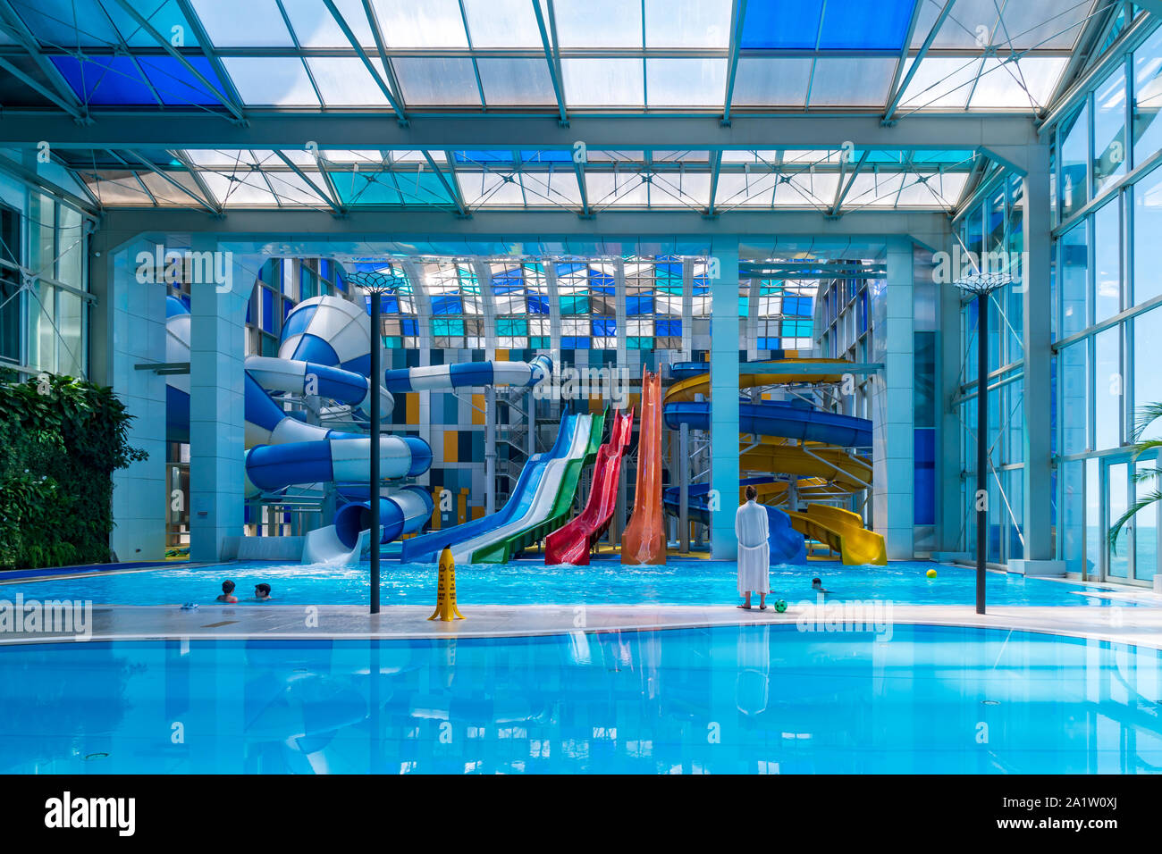 Shekvetili, Georgia - 29.05.2019: Indoor recreational center with pool ...