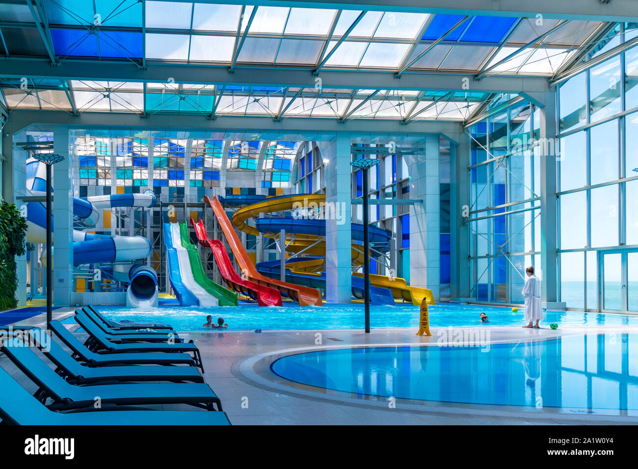 Shekvetili, Georgia - 29.05.2019: Indoor recreational center with pool ...
