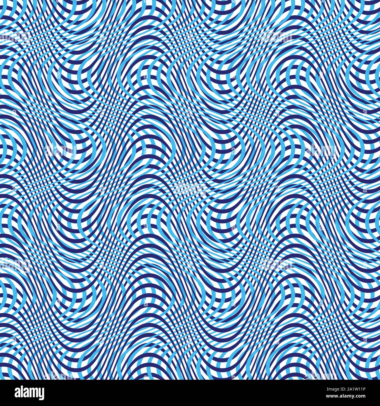 Duotone, 2-color geometric pattern of dense wavy lattice, grid ...