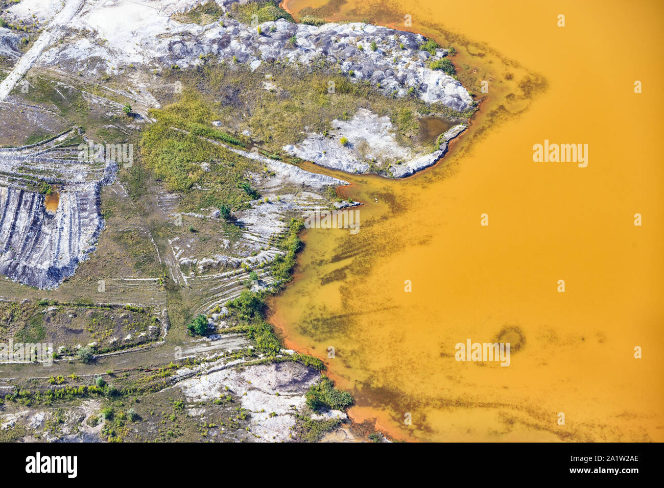 Aerial view of toxic waste lake from coper mine Stock Photo - Alamy