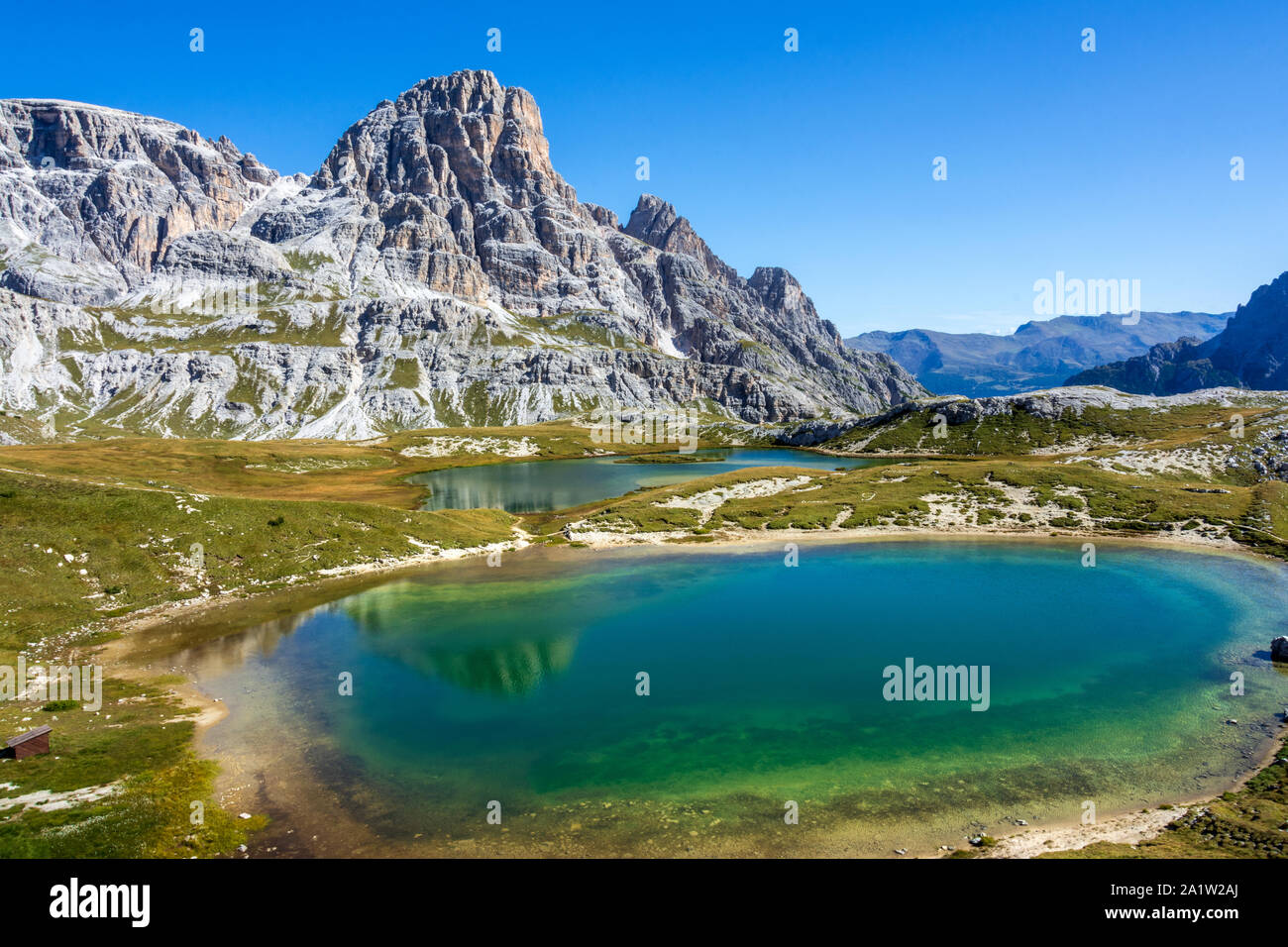 drei zinnen peaks in the dolomite mountains Stock Photo - Alamy