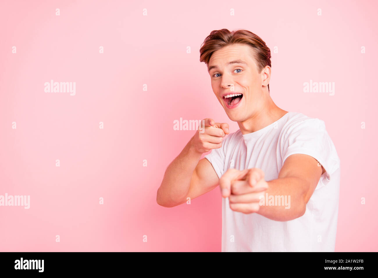 Portrait of nice cute lovely attractive positive cheerful cheery Stock ...