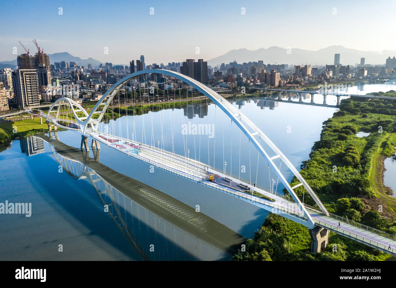 Crescent Bridge - landmark of New Taipei, Taiwan with beautiful ...