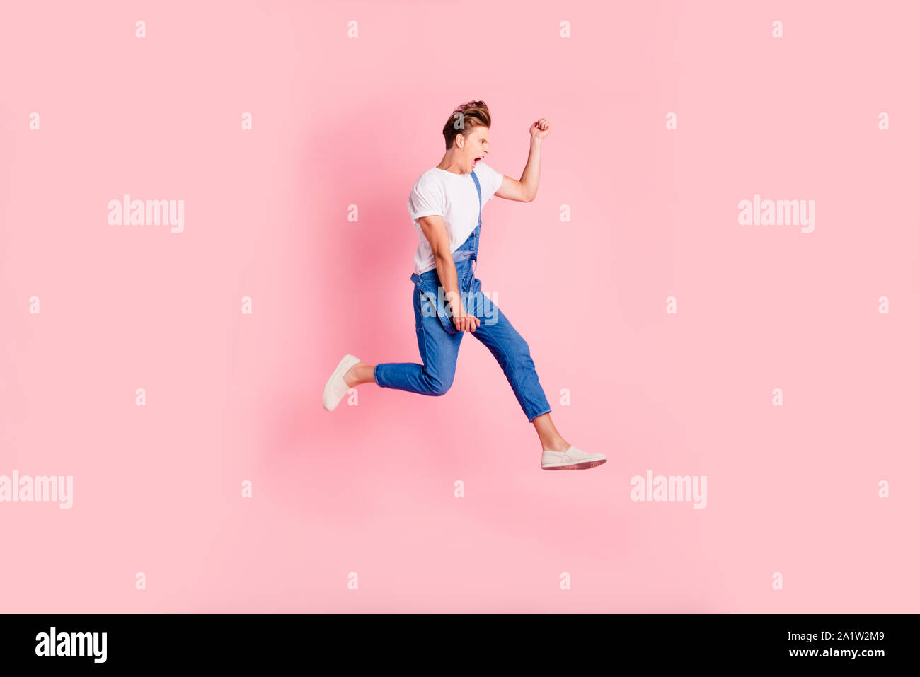 Side profile full length body size studio photo portrait of man Stock ...