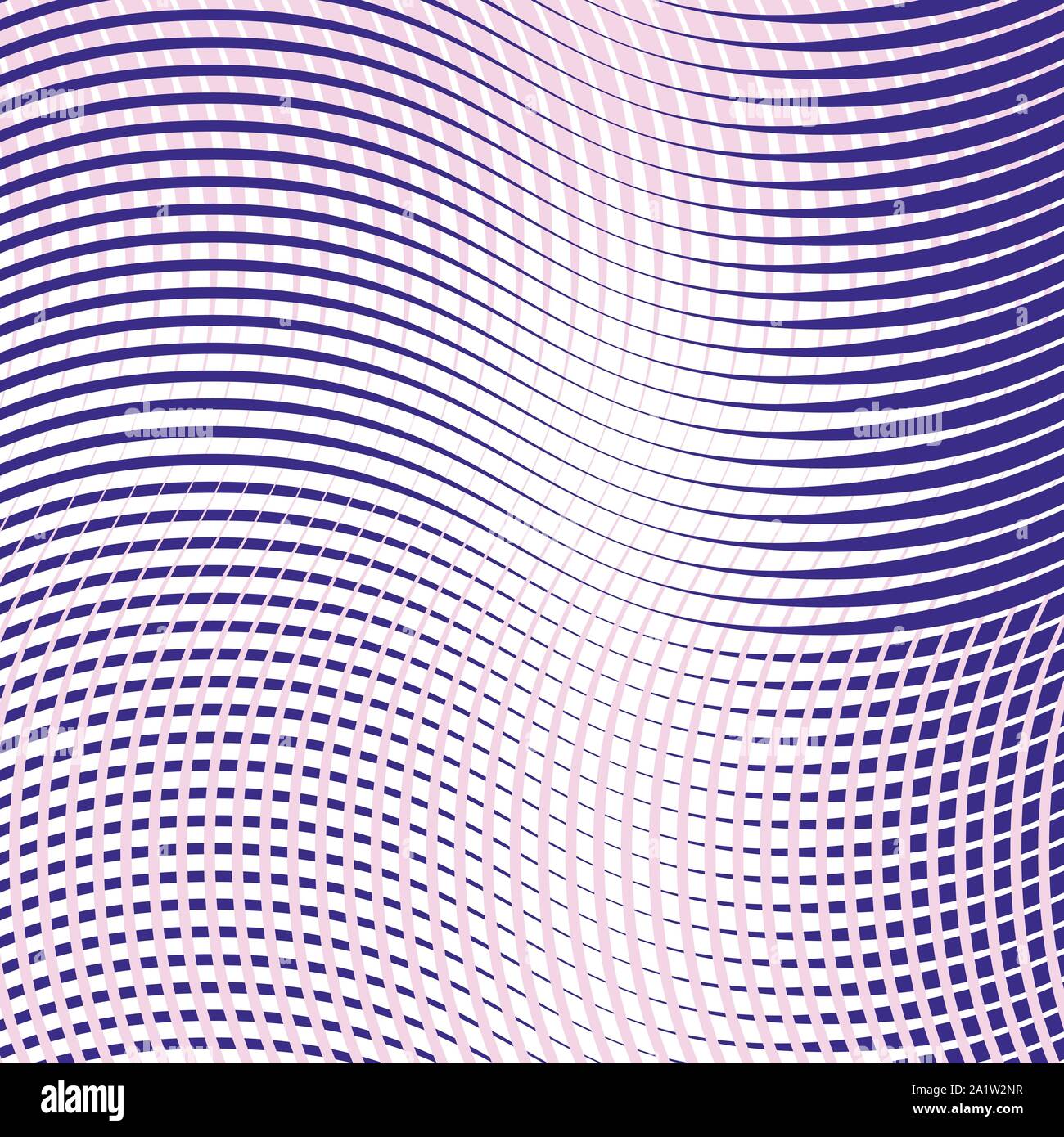 Duotone, 2-color geometric pattern of dense wavy lattice, grid ...