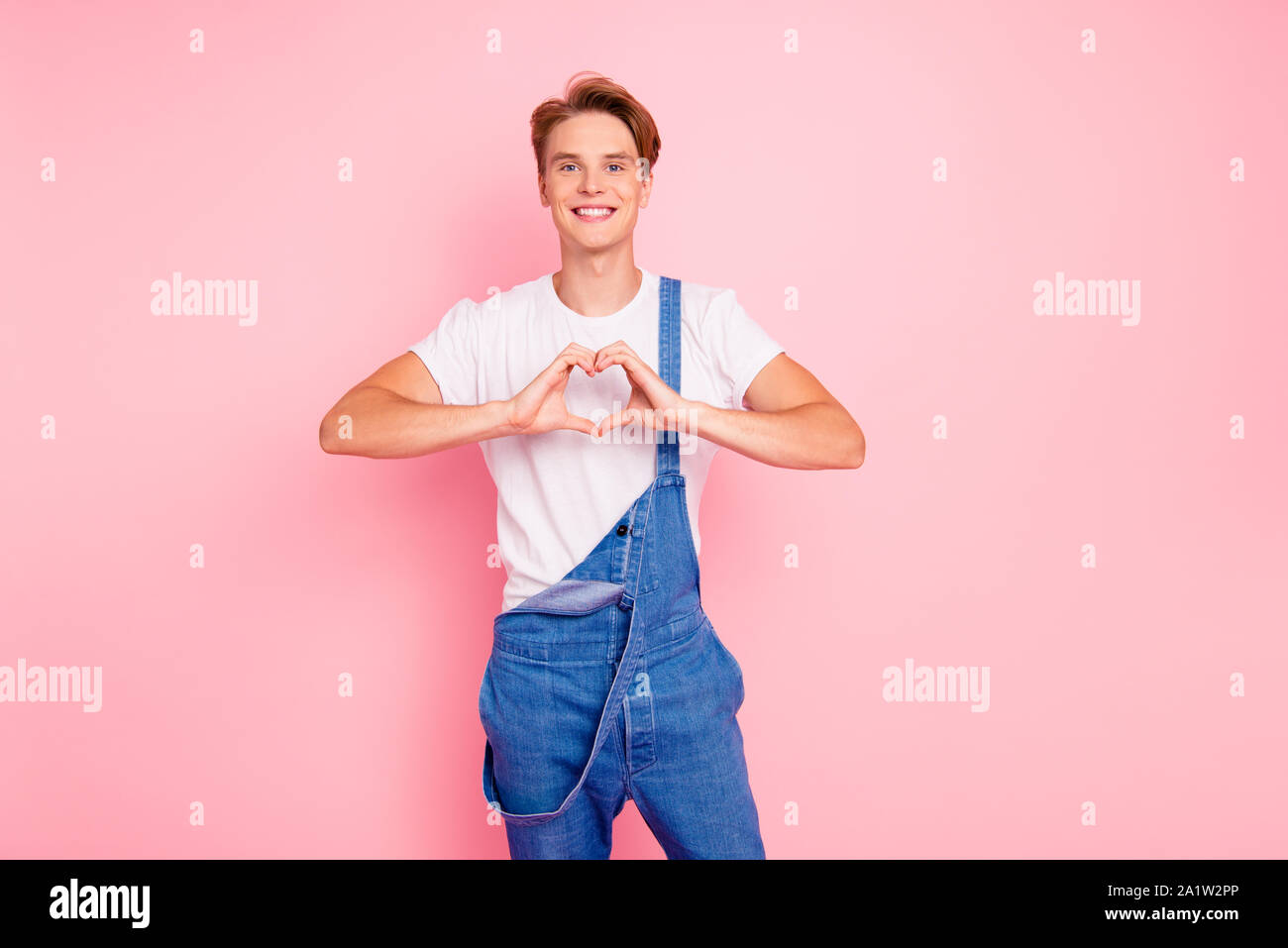 Closeup photo studio portrait of cheerful delightful lovely cute Stock ...