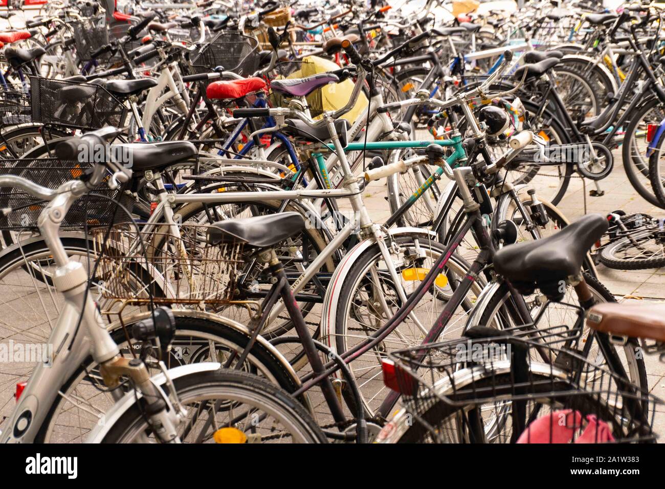 Hundreds and thousands of bicycles in the city - cut out Stock Photo ...
