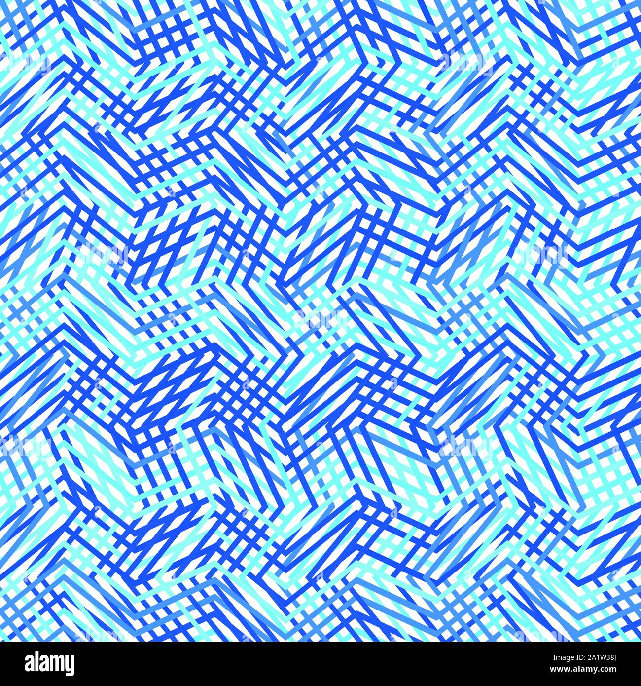 Intersected, interweaved irregular lines, stripes blue grid pattern ...