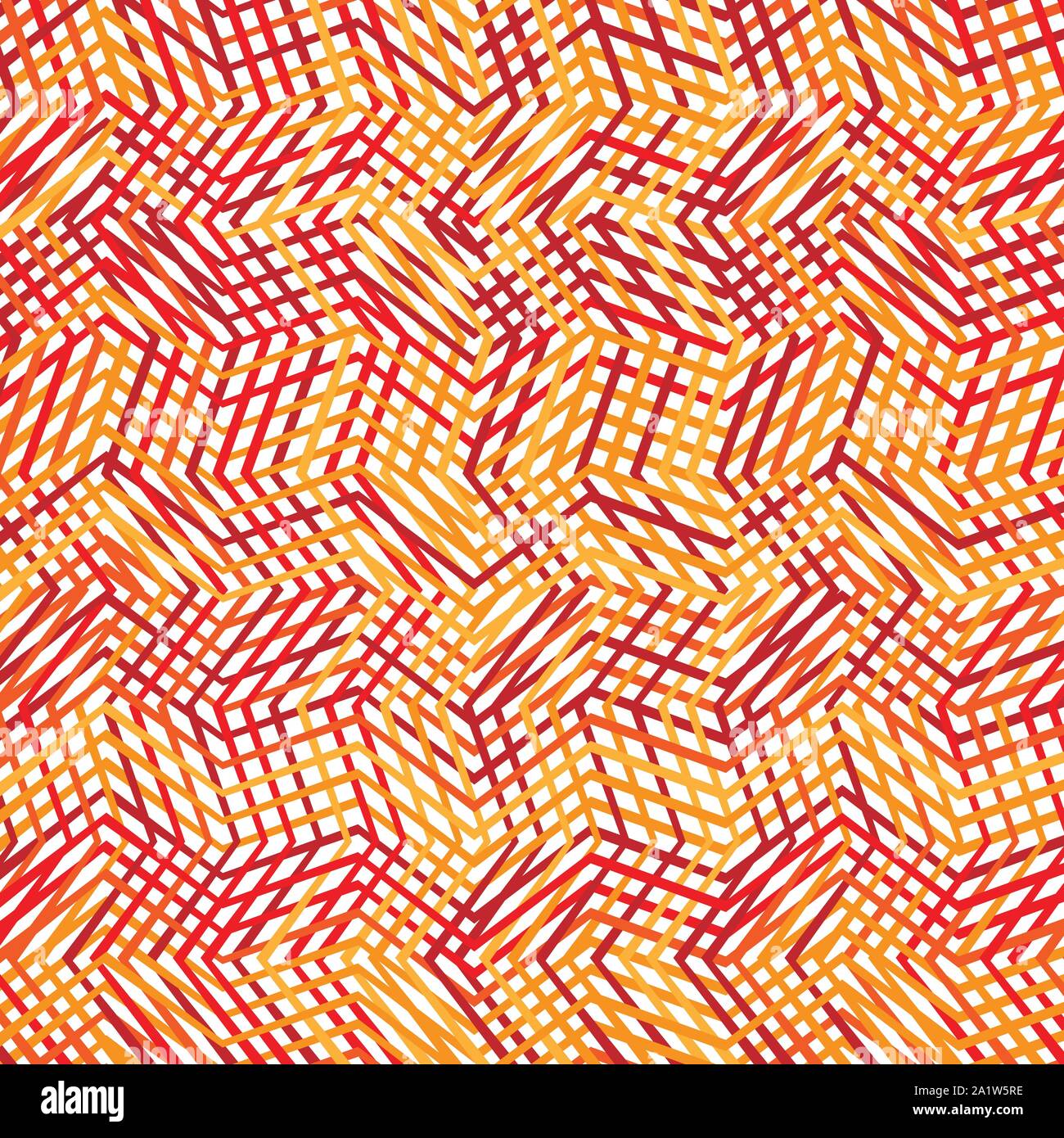 Intersected, interweaved irregular lines, stripes orange, yellow grid ...