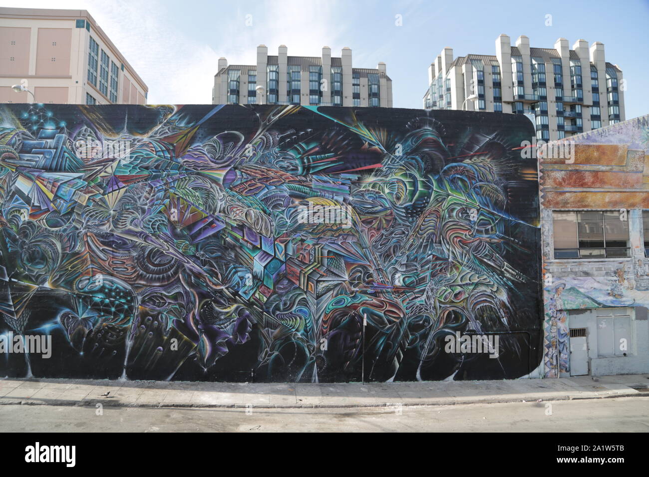 USA, SAN FRANCISCO-CIRCA AUGUST 2019--unidentified graffiti in the wall ...