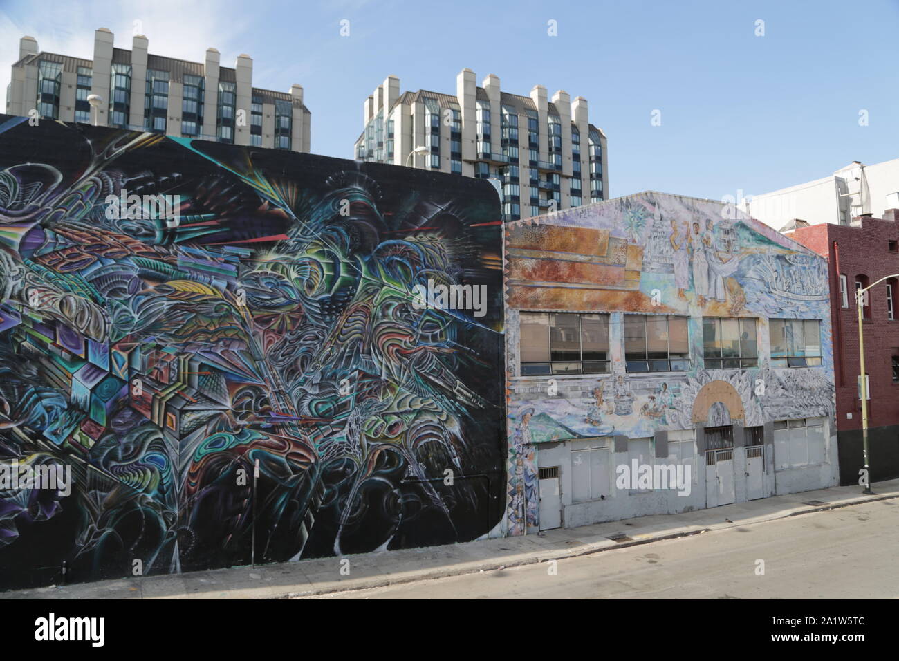 USA, SAN FRANCISCO-CIRCA AUGUST 2019--unidentified graffiti in the wall ...