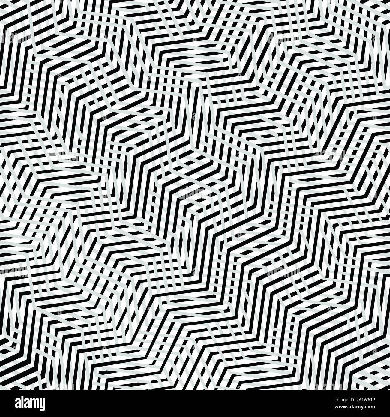 Interlace, interlocking lines. Curve, flex intersecting lines grid, mesh. Interweaved waving ...