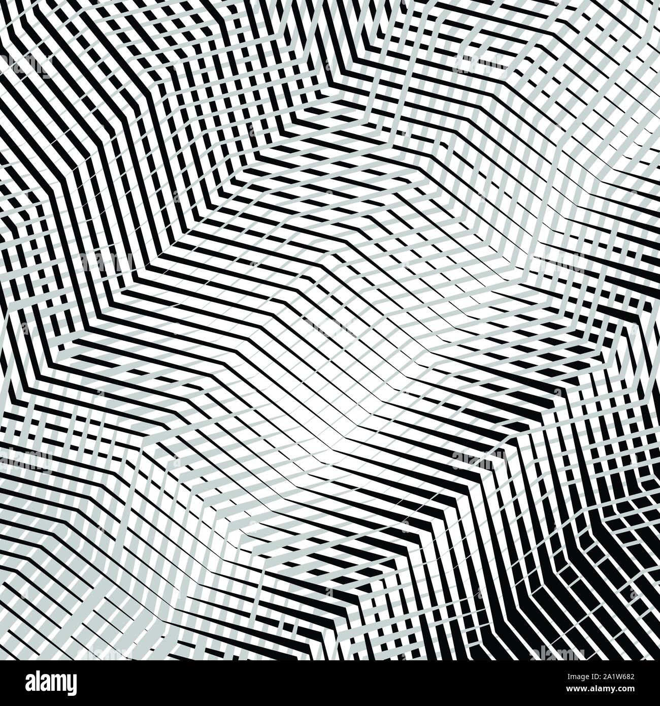 Interlace, interlocking lines. Curve, flex intersecting lines grid, mesh. Interweaved waving ...