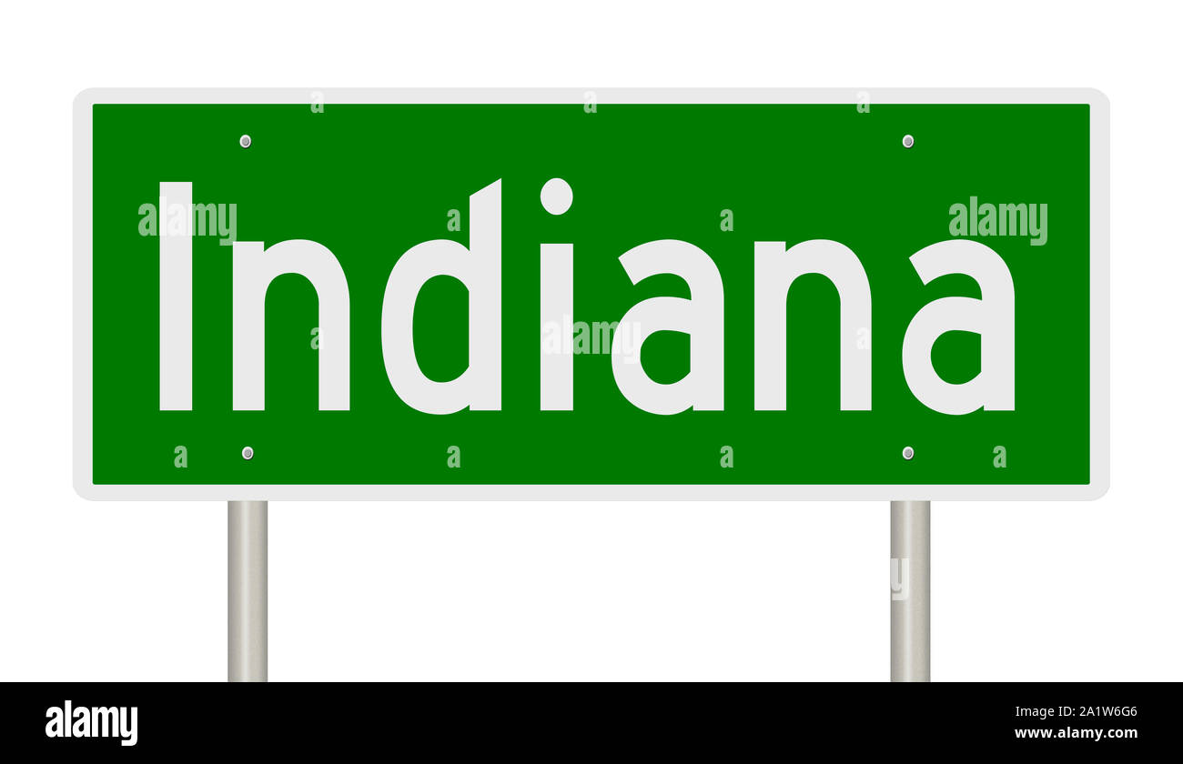 Rendering of a green highway sign for Indiana Stock Photo - Alamy