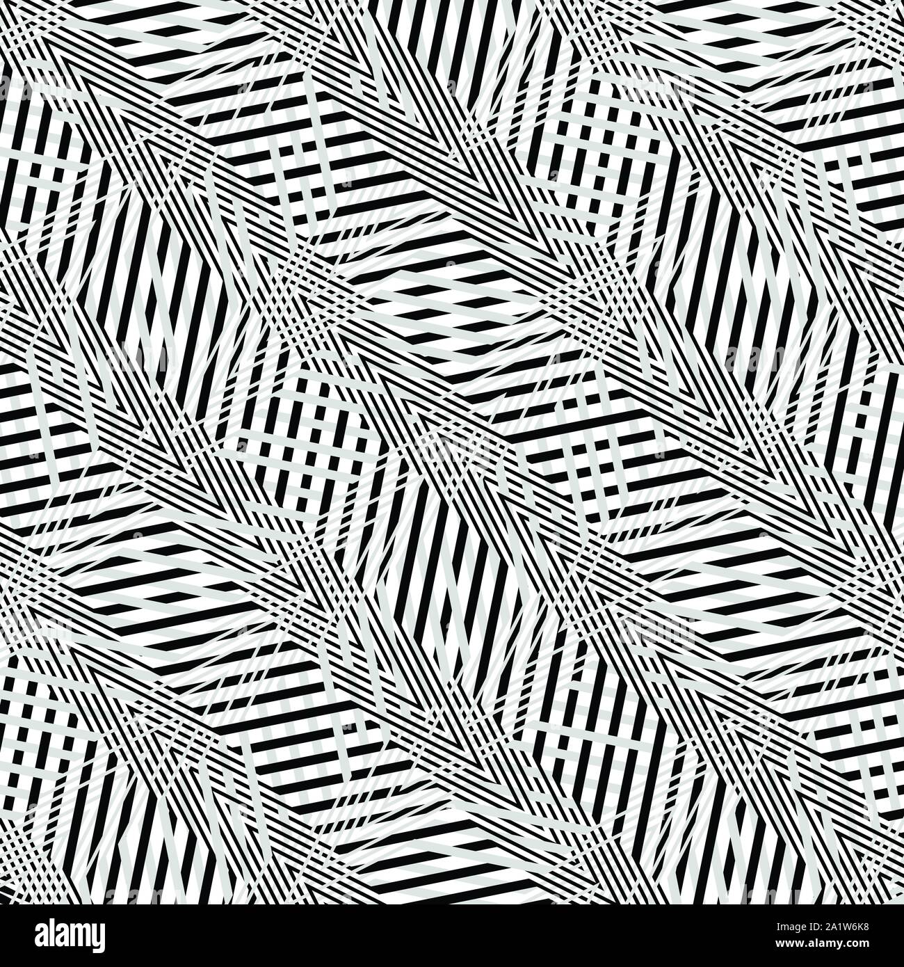 Interlace, interlocking lines. Curve, flex intersecting lines grid, mesh. Interweaved waving ...