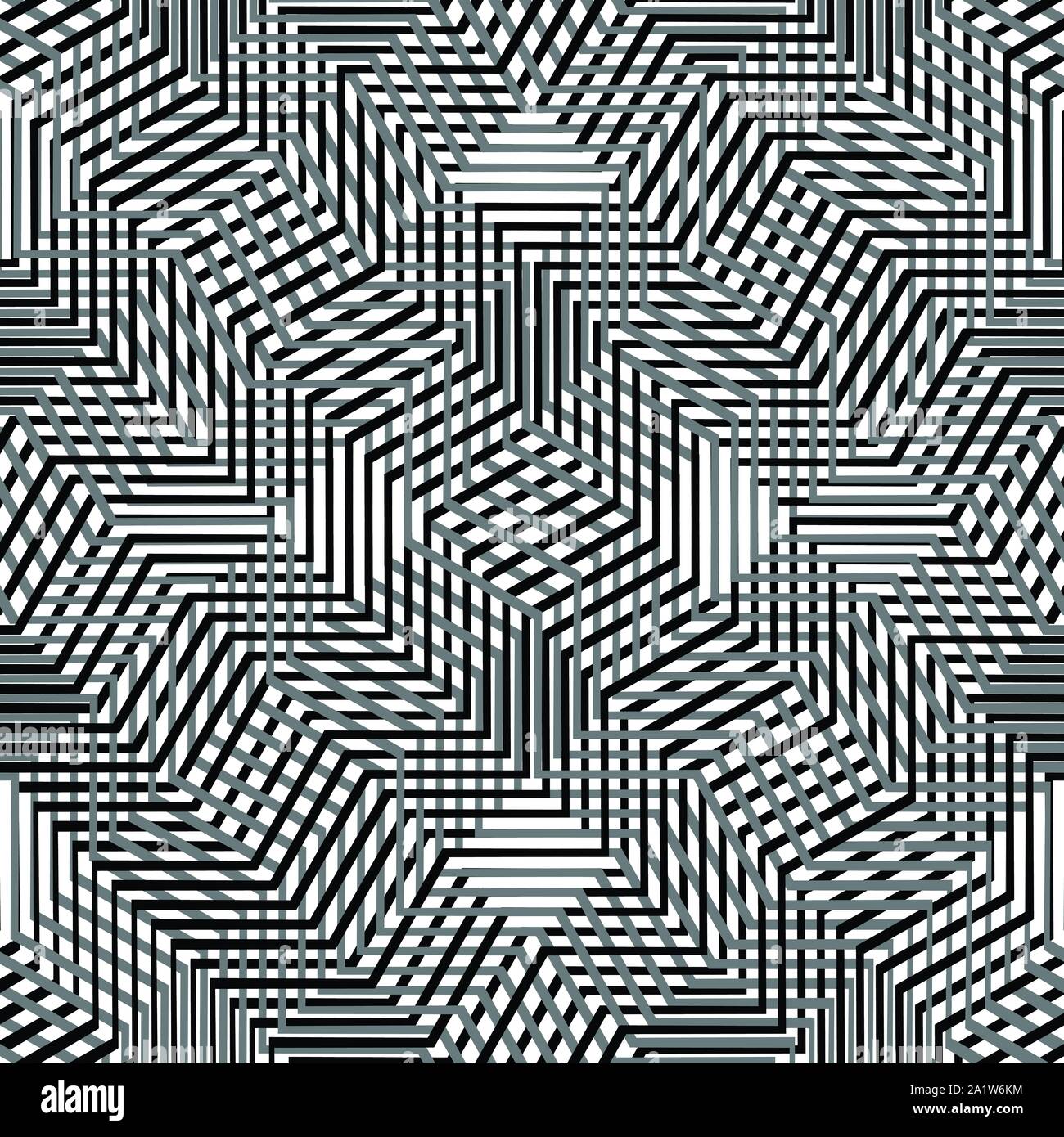 Interlace, interlocking lines. Curve, flex intersecting lines grid, mesh. Interweaved waving ...