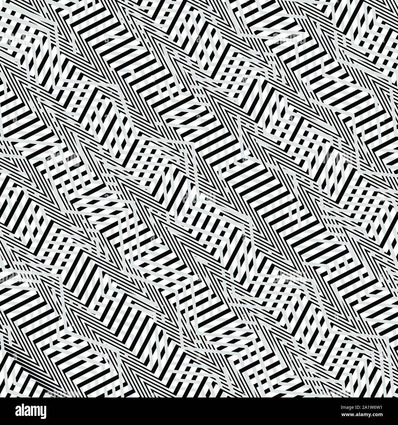 Interlace, interlocking lines. Curve, flex intersecting lines grid, mesh. Interweaved waving ...