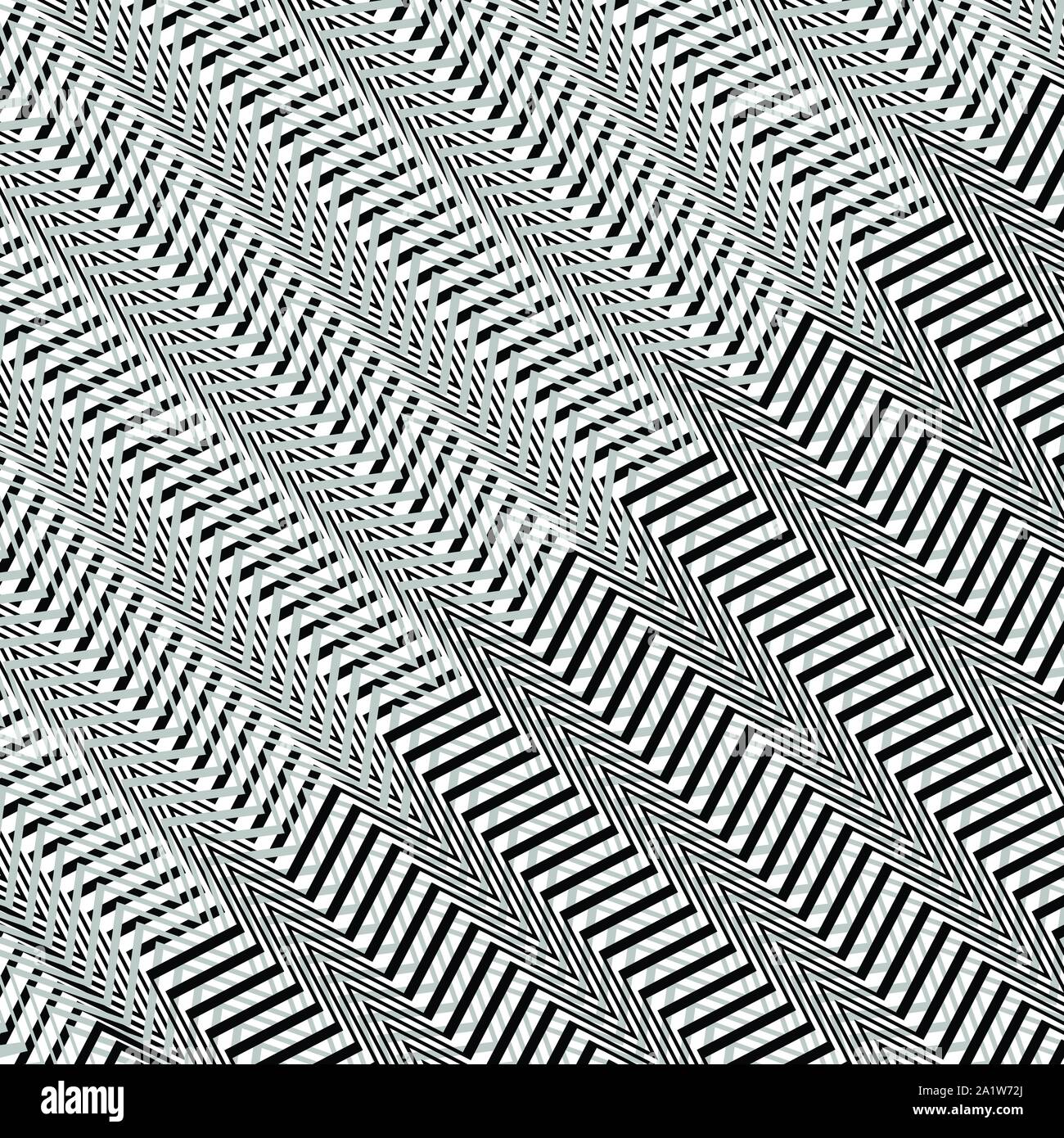 Interlace, interlocking lines. Curve, flex intersecting lines grid, mesh. Interweaved waving ...