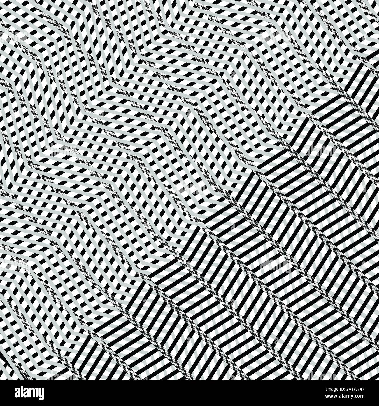 Interlace, interlocking lines. Curve, flex intersecting lines grid, mesh. Interweaved waving ...