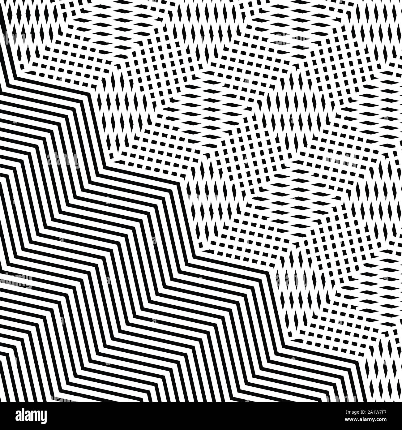 Interlace, interlocking lines. Curve, flex intersecting lines grid, mesh. Interweaved waving ...