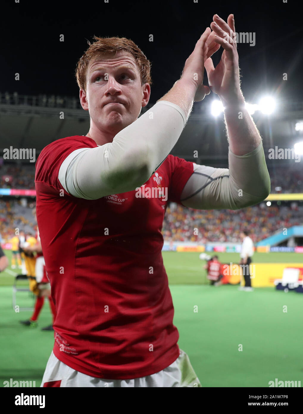 Wales' Rhys Patchell celebrates victory after the 2019 Rugby World Cup ...