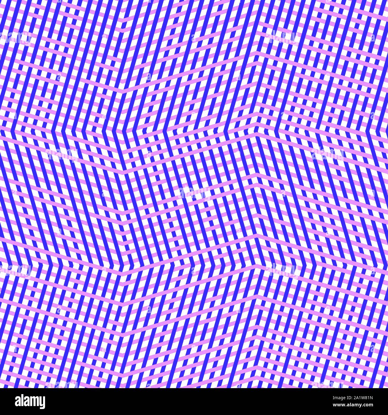 Intersected, interweaved irregular lines, stripes purple, pink grid ...