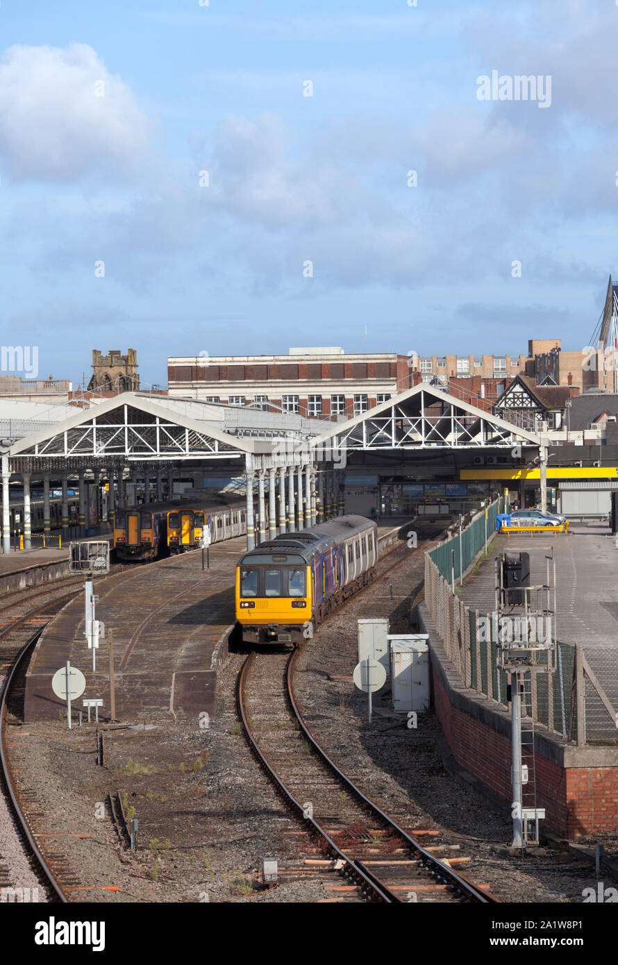 Arriva Northern rail class 142 pacer train + class 150 sprinter departing from Southport railway ...