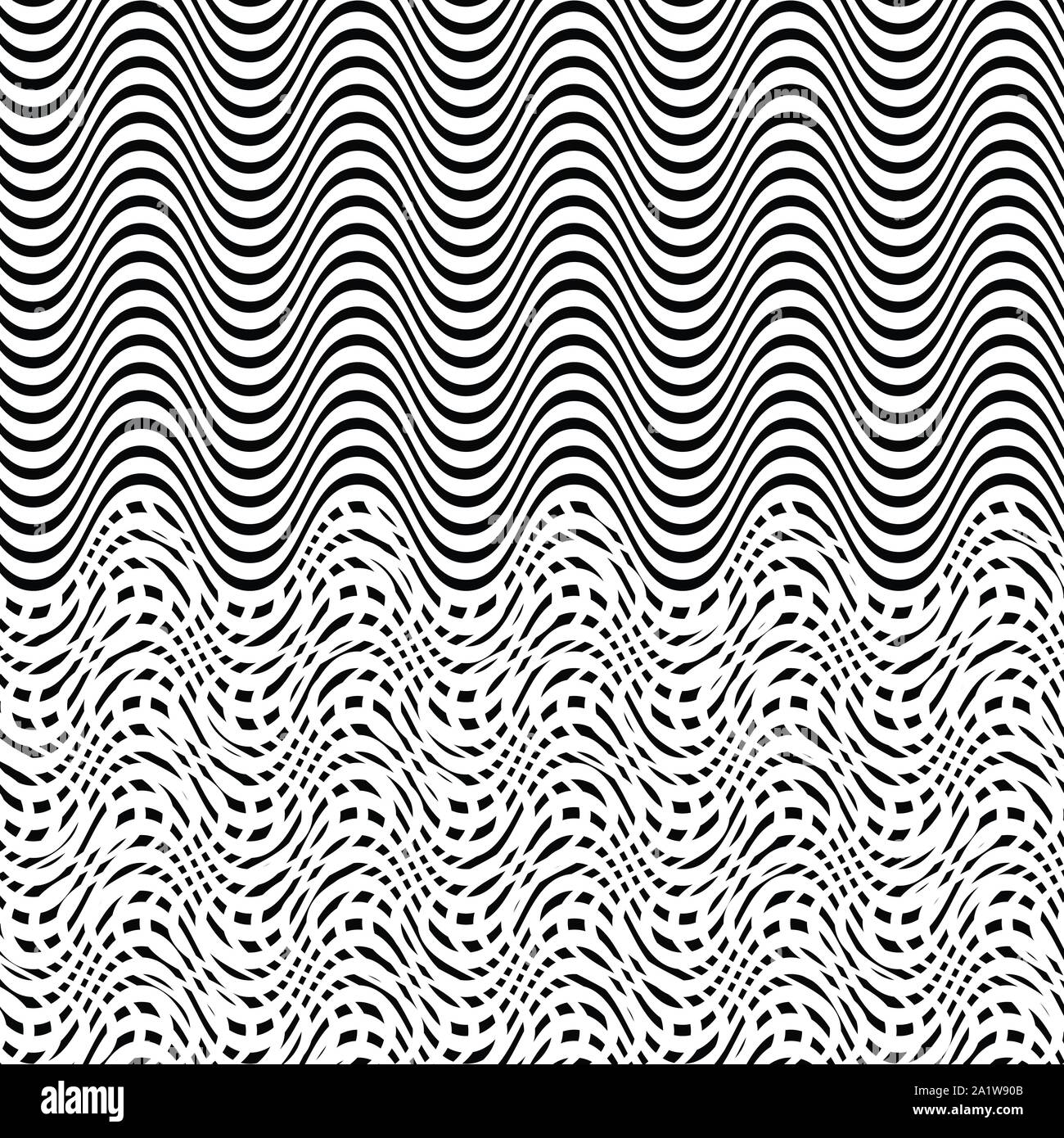 Interlace, interlocking lines. Curve, flex intersecting lines grid, mesh. Interweaved waving ...