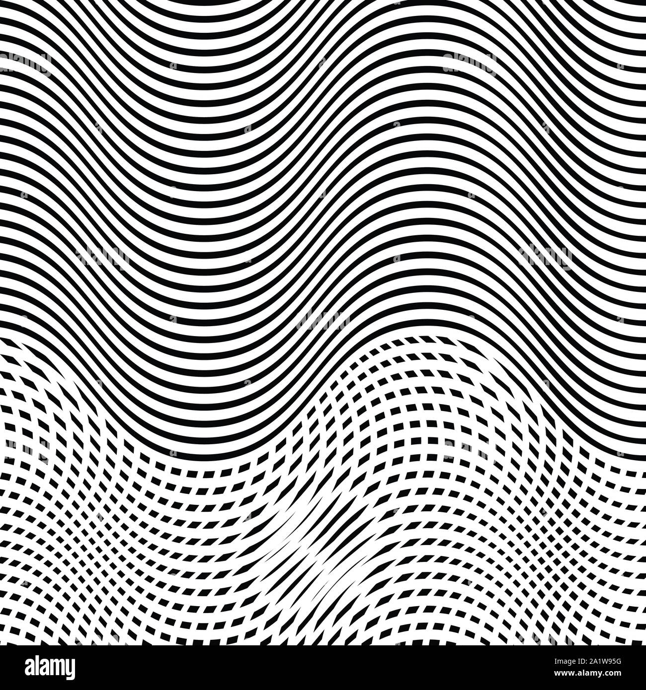 Interlace, interlocking lines. Curve, flex intersecting lines grid, mesh. Interweaved waving ...