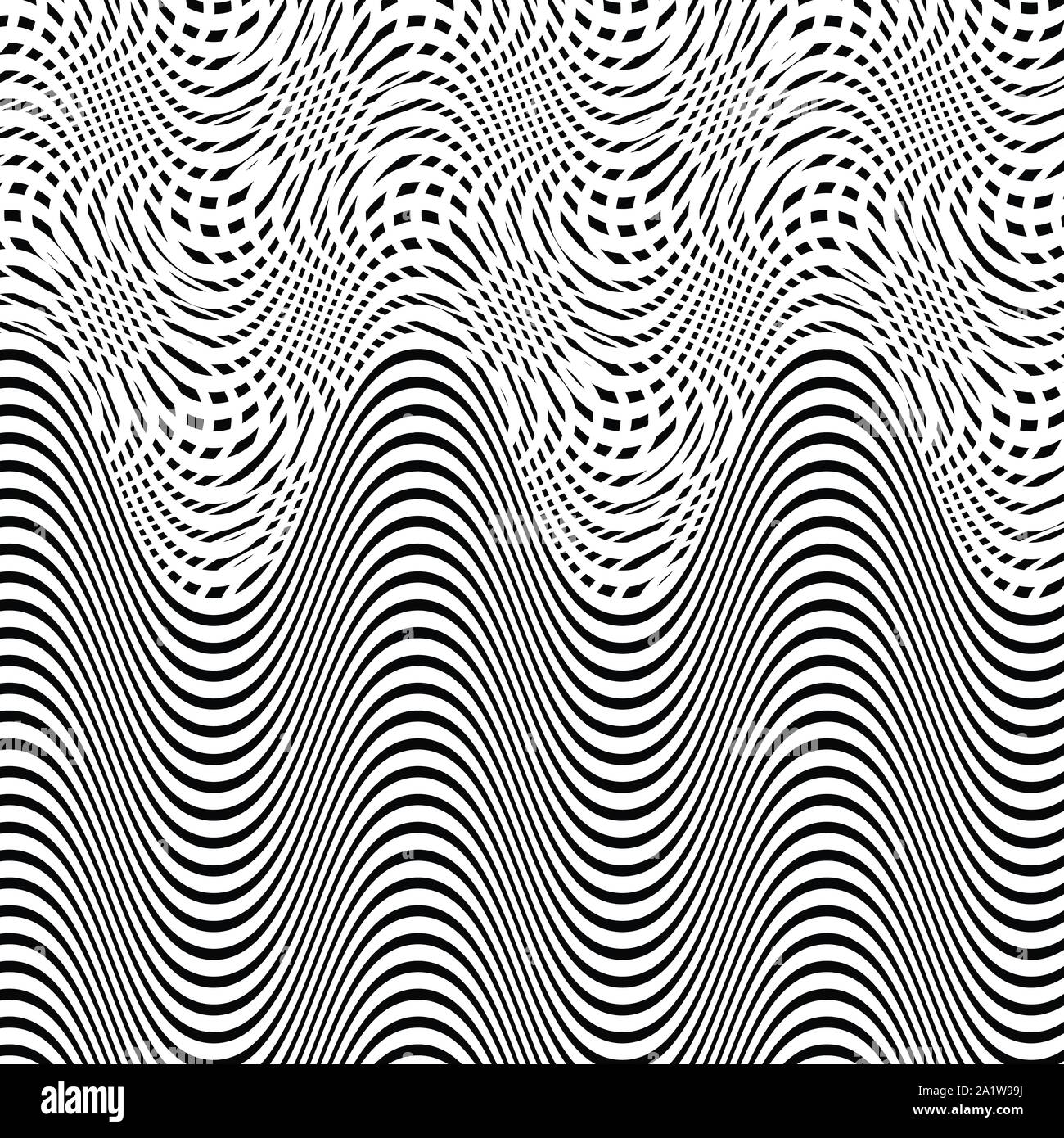 Interlace, interlocking lines. Curve, flex intersecting lines grid, mesh. Interweaved waving ...