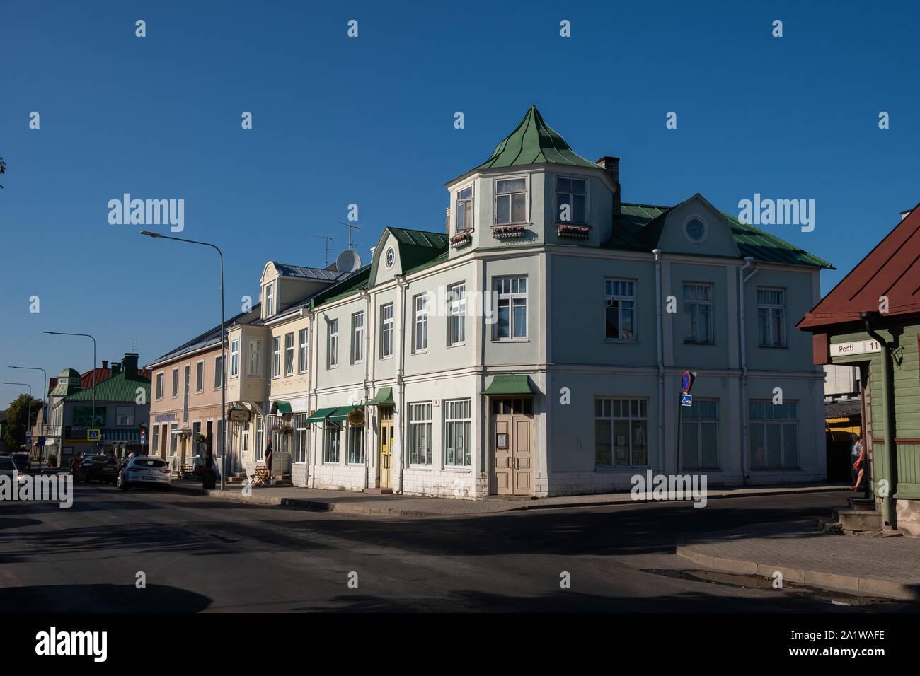 Traditional buildings in the town centre of Haapsalu, Hapsal, County ...