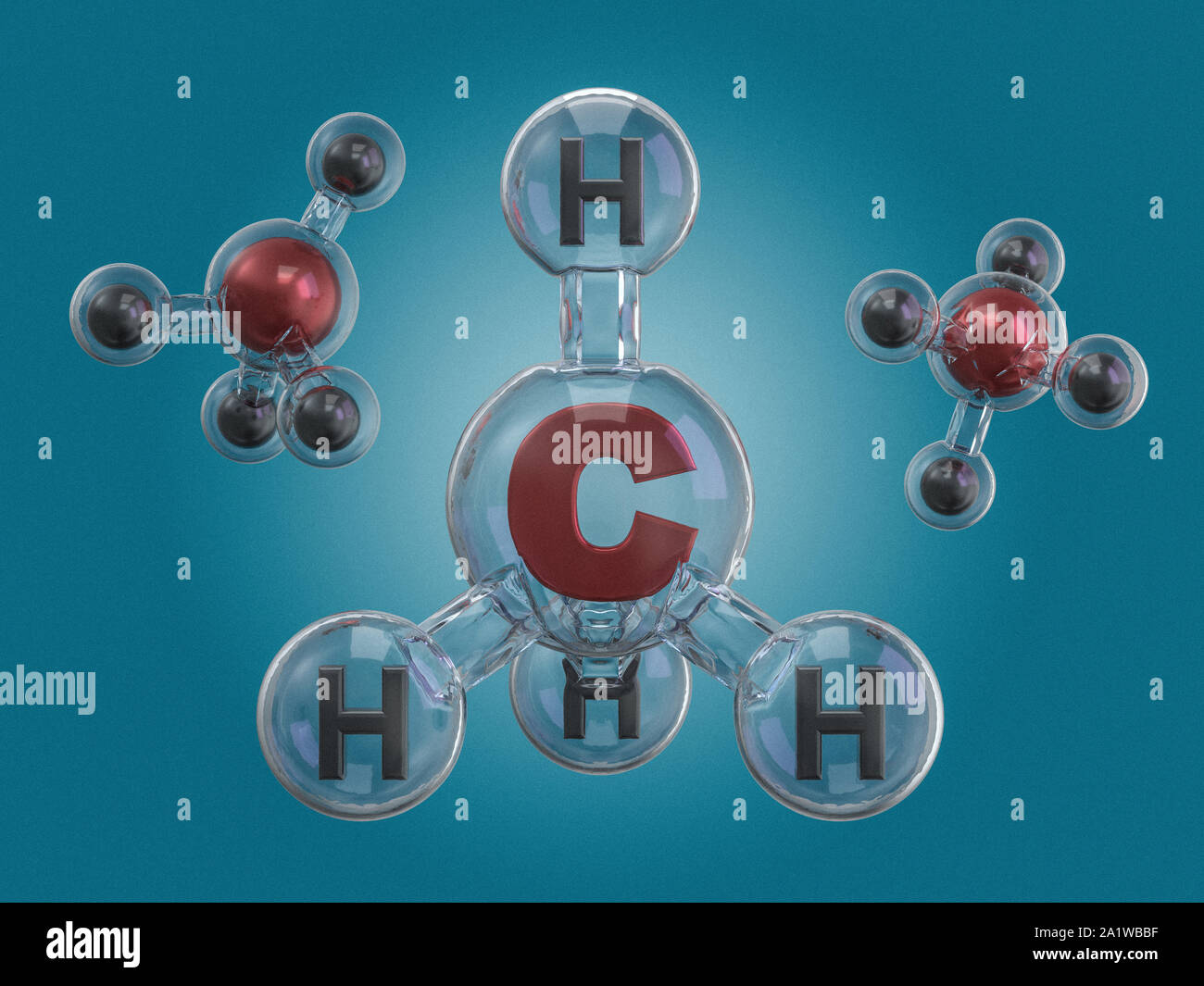 Methane Molecule Image. Science background. 3D rendering Stock Photo ...