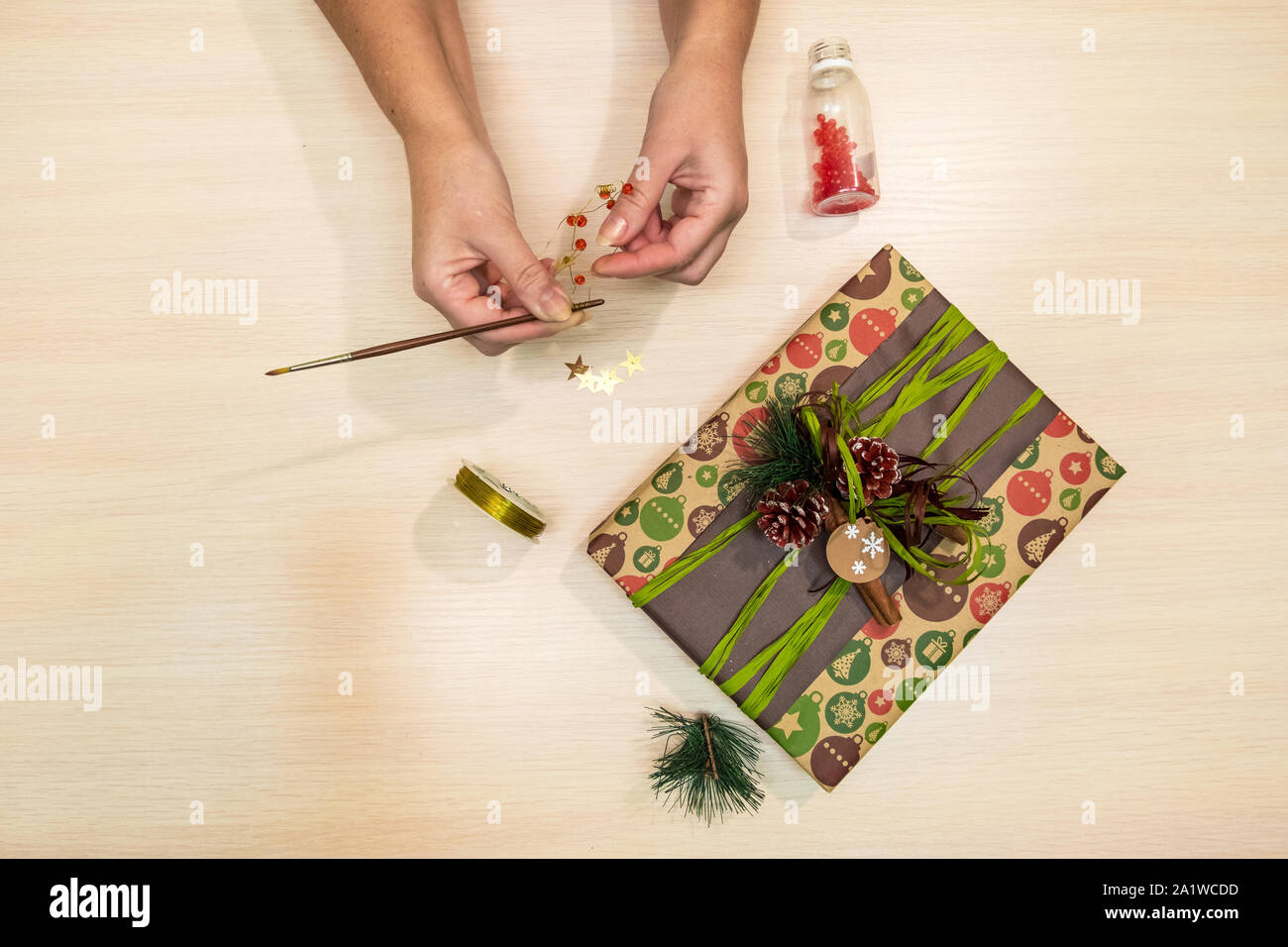 DIY Gift Wrapping step by step, do it yourself Stock Photo - Alamy