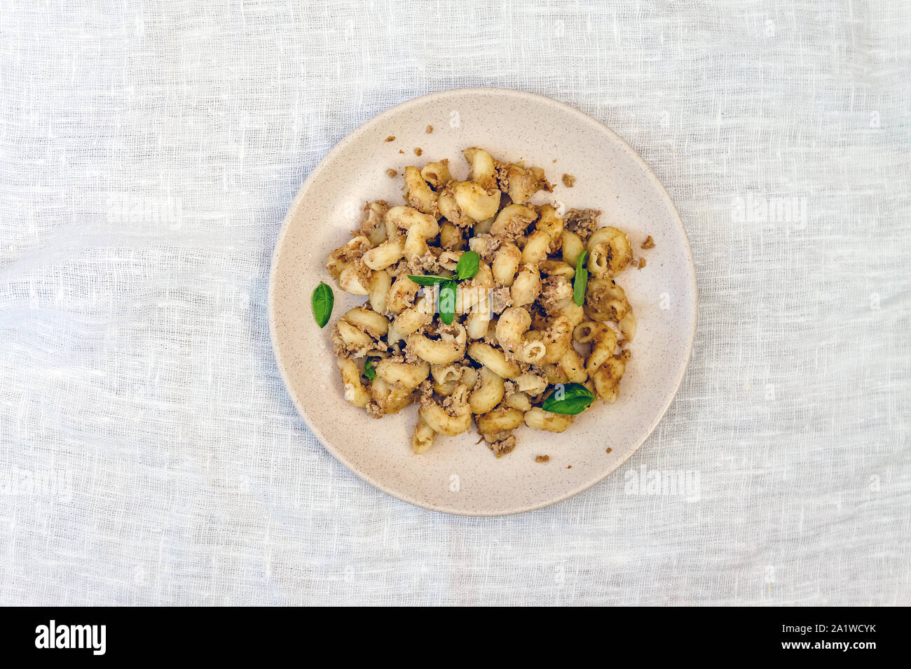 traditional soviet russian pasta dish, vermicelli, navy pasta, with ...