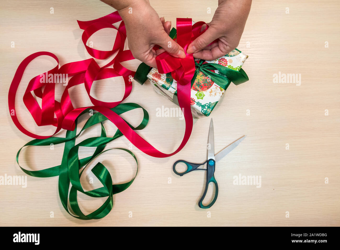 DIY Gift Wrapping step by step, do it yourself Stock Photo - Alamy