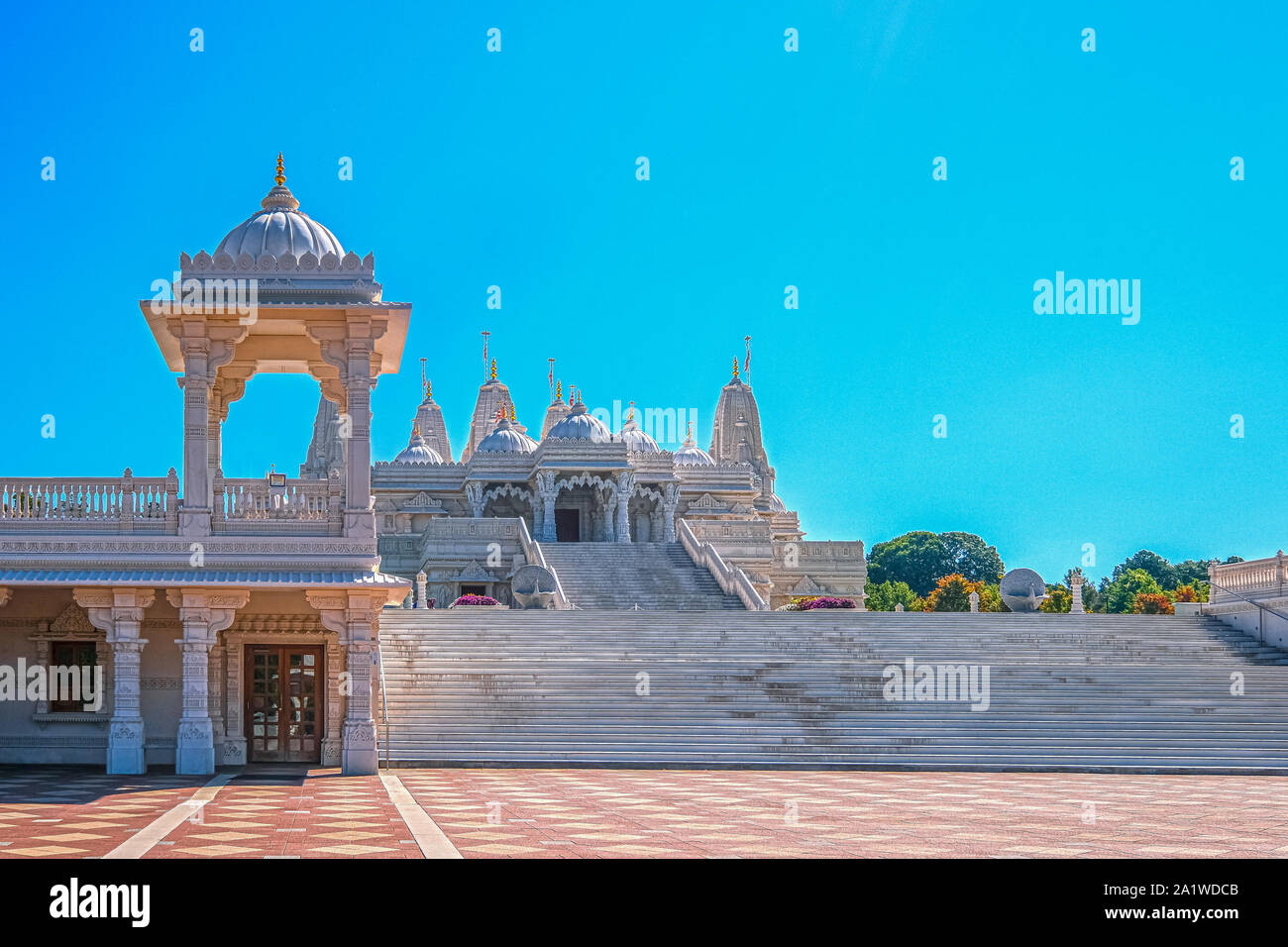 View of a white marble hindu temple Stock Photo - Alamy