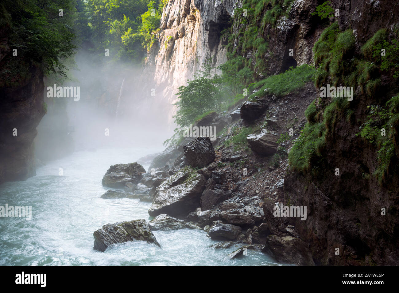 Inside the Aare Gorge, a section of the river Aare that carves through ...