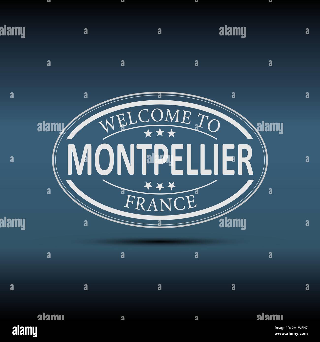Welcome to Montpellier France oval logo icon illustration on a white ...