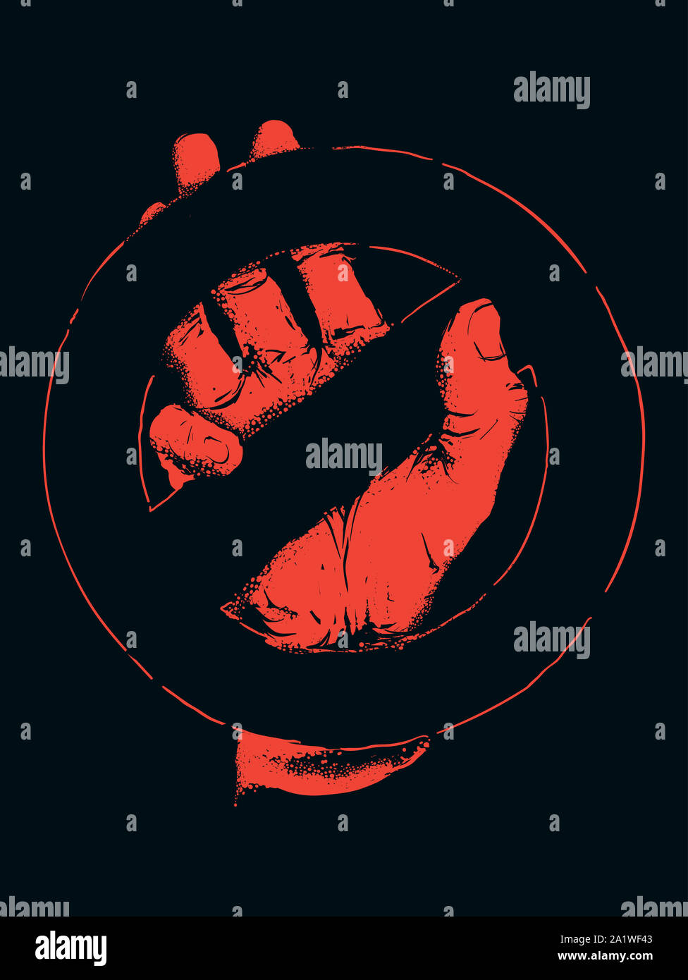 Stencil Illustration of a Hand Holding a Stop or No Sign Stock Photo ...