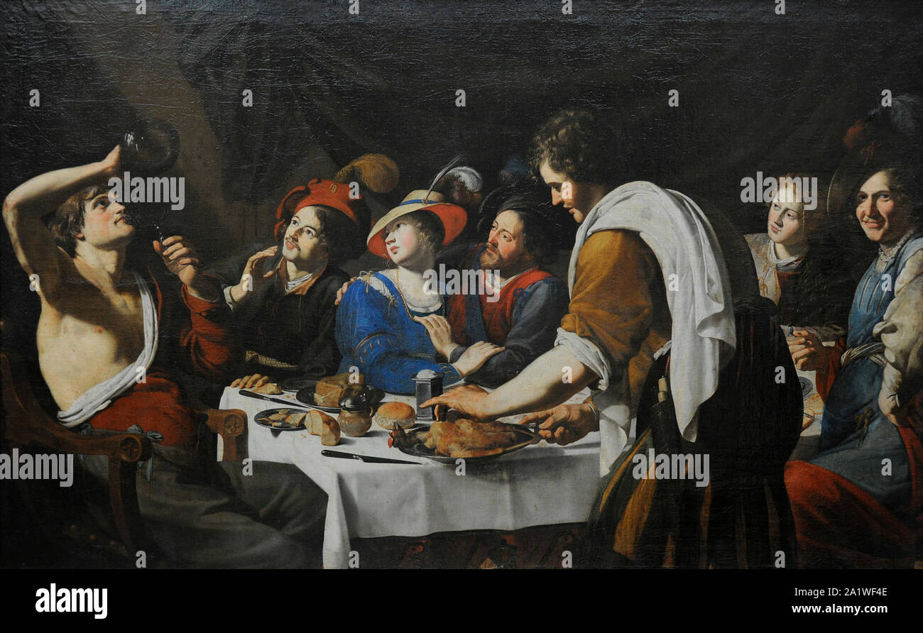 Theodoor Rombouts (1597-1637). Flemish painter. Banquet Scene, 1622 ...