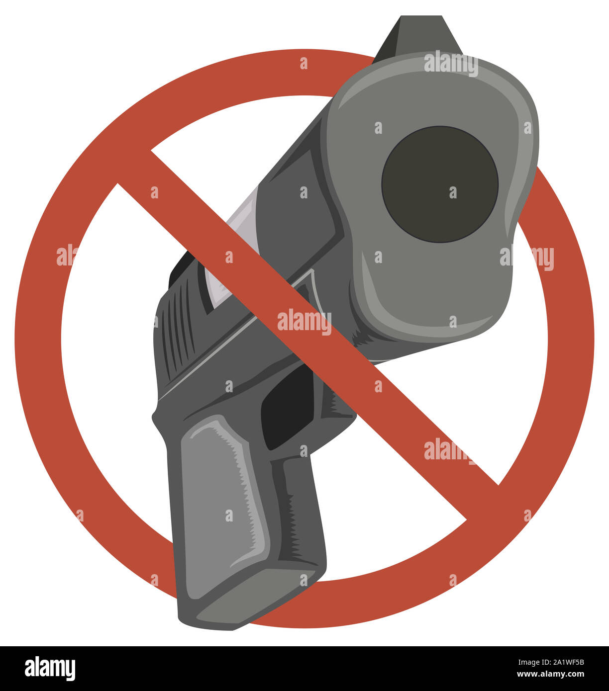 Illustration of a Gun Held Up Inside a Stop Sign Stock Photo - Alamy